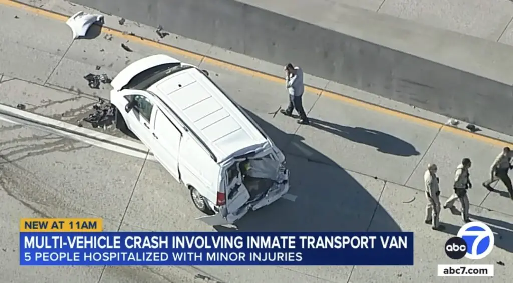 Five Injured in 5 Freeway Accident Involving Inmate Transport Van